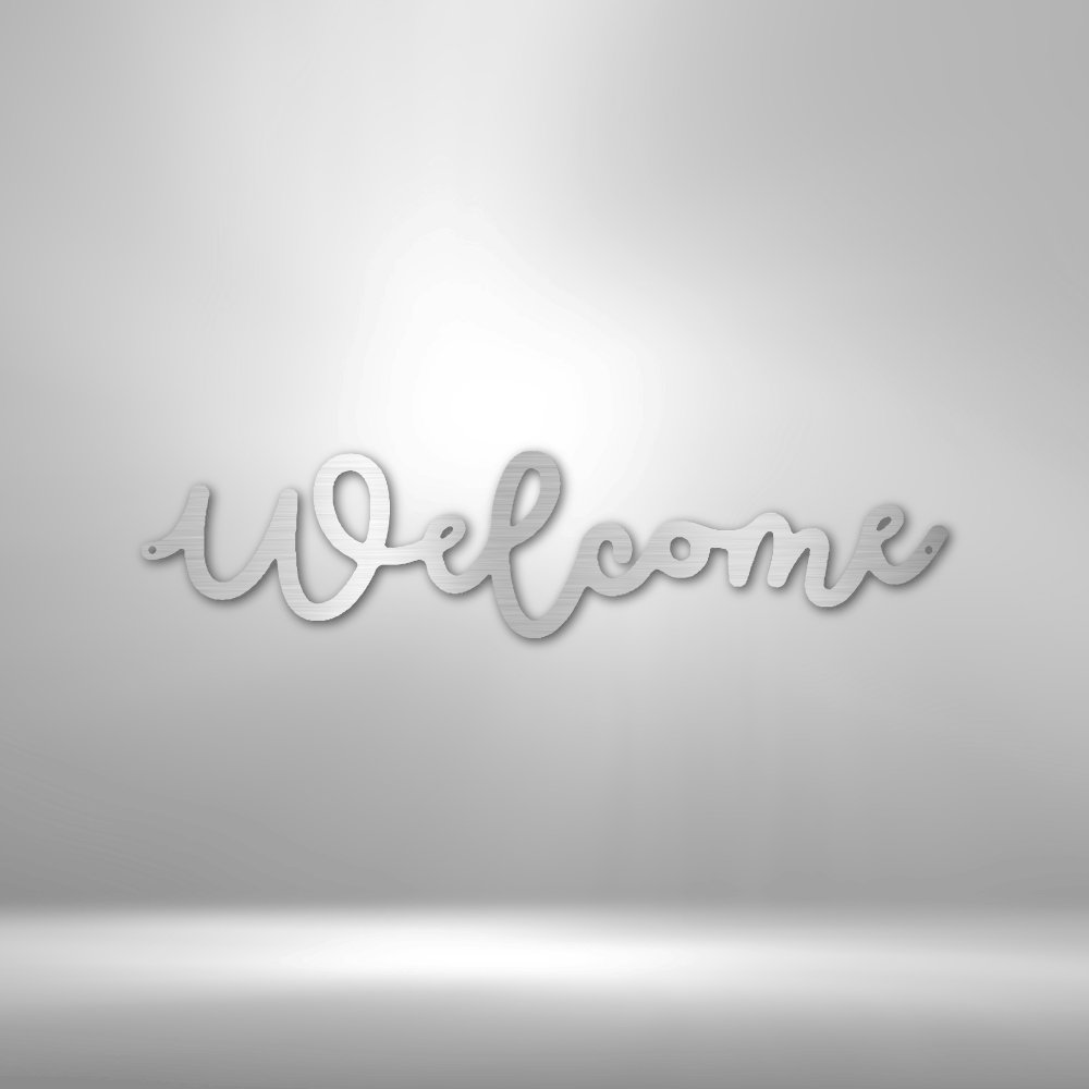 Latitude Run® Welcome Script Steel Sign Wall Decor | Wayfair