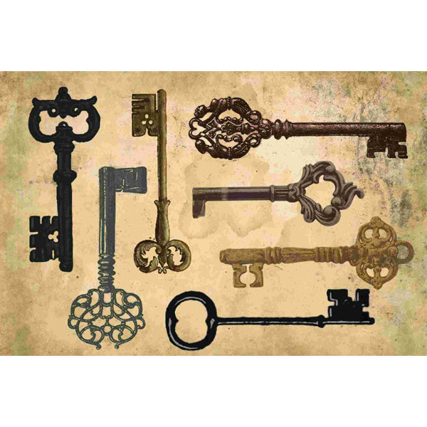 Fleur De Lis Living Old Brown Keys - Wrapped Canvas Graphic Art | Wayfair
