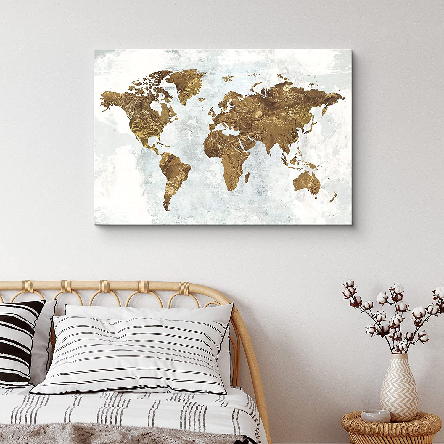 IDEA4WALL World Map Landscape Islands - Wrapped Canvas Print | Wayfair