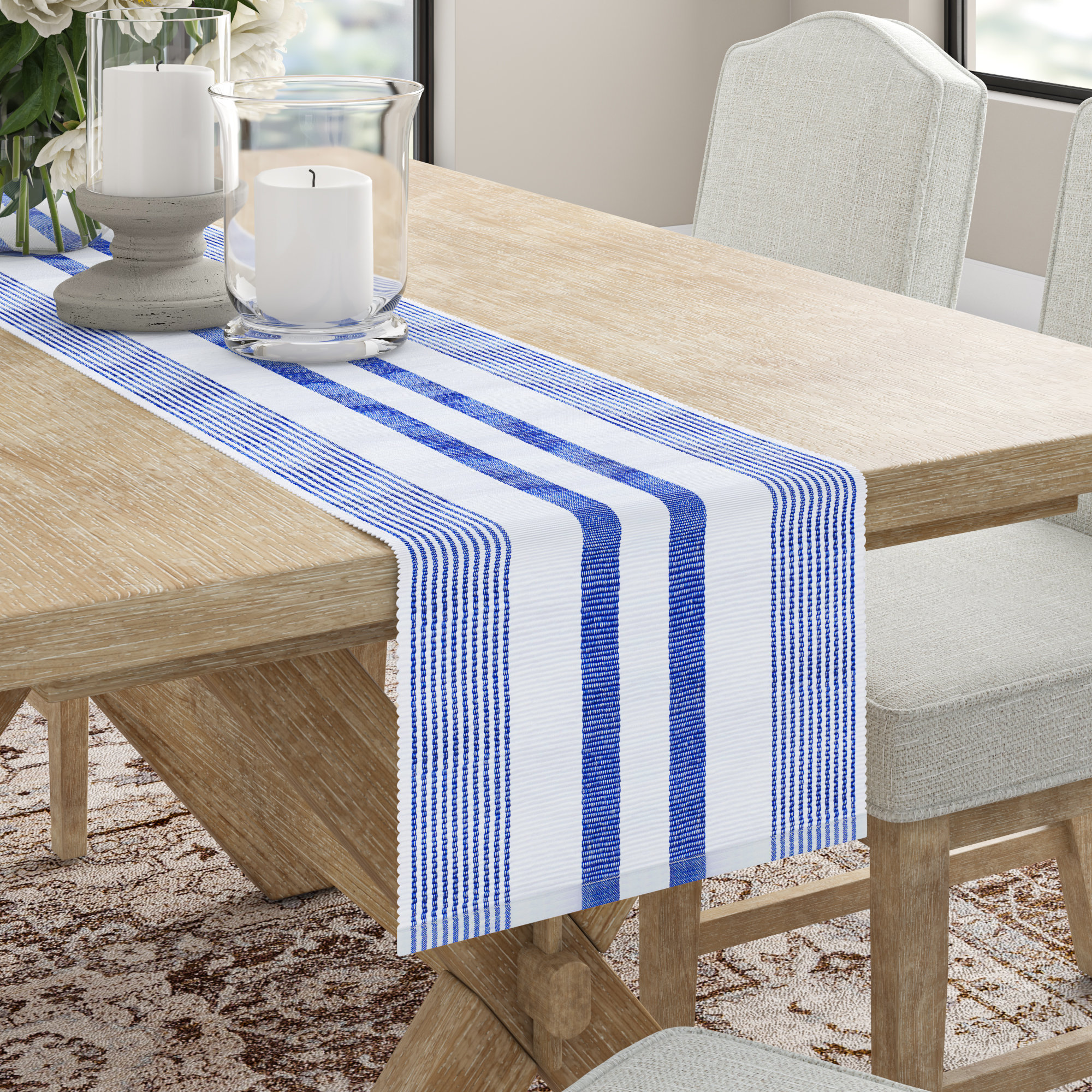 Three Posts™ Newlyn Rectangle Striped Cotton Table Runner & Reviews ...