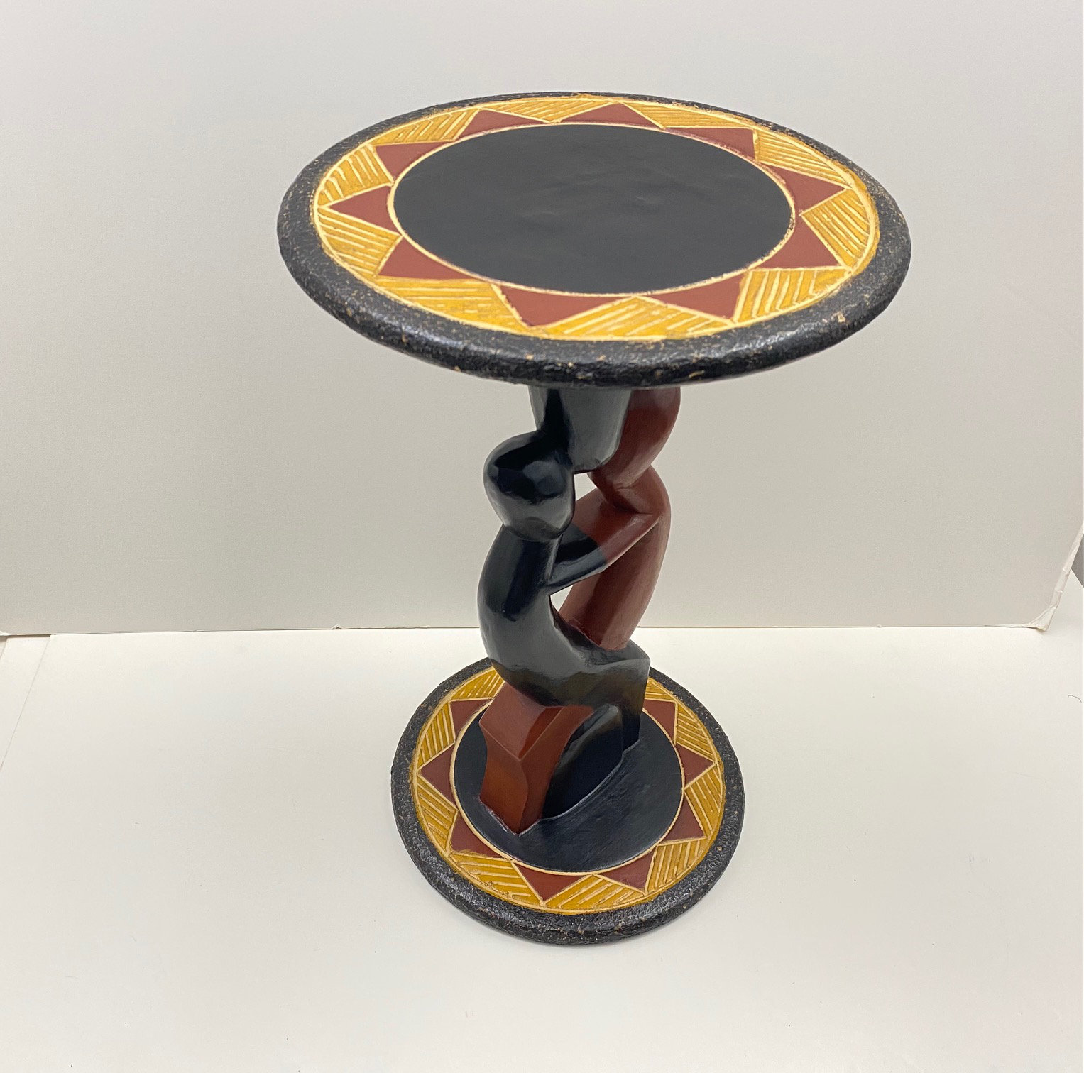 African Heritage Collection 20'' Tall Solid Wood Figurine End Table ...
