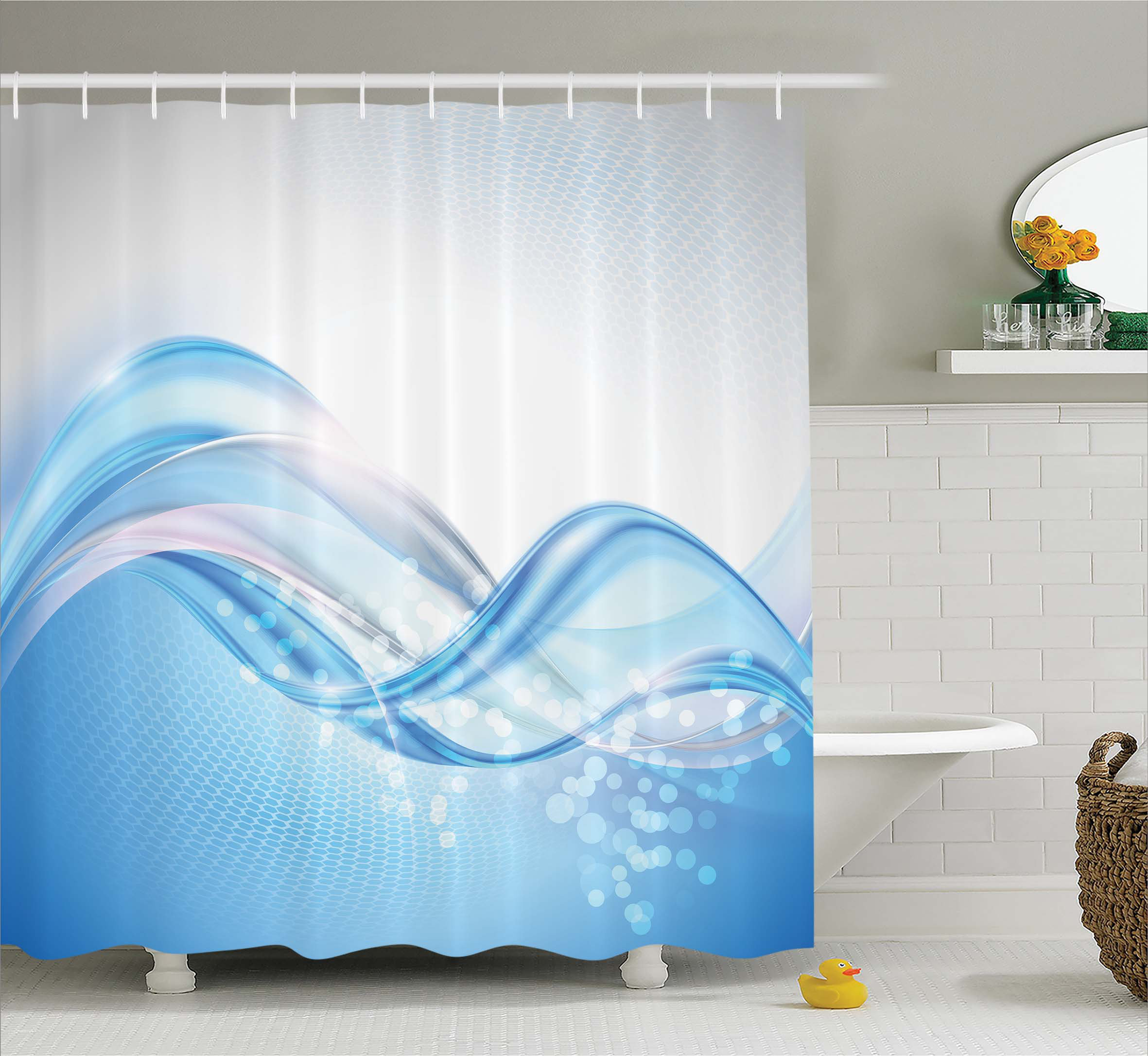 Ebern Designs Akiva Modern Wavy Surfer Single Shower Curtain & Reviews ...