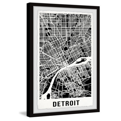 Trinx Detroit Street Map Framed On Paper by Marmont Hill Graphic Art ...