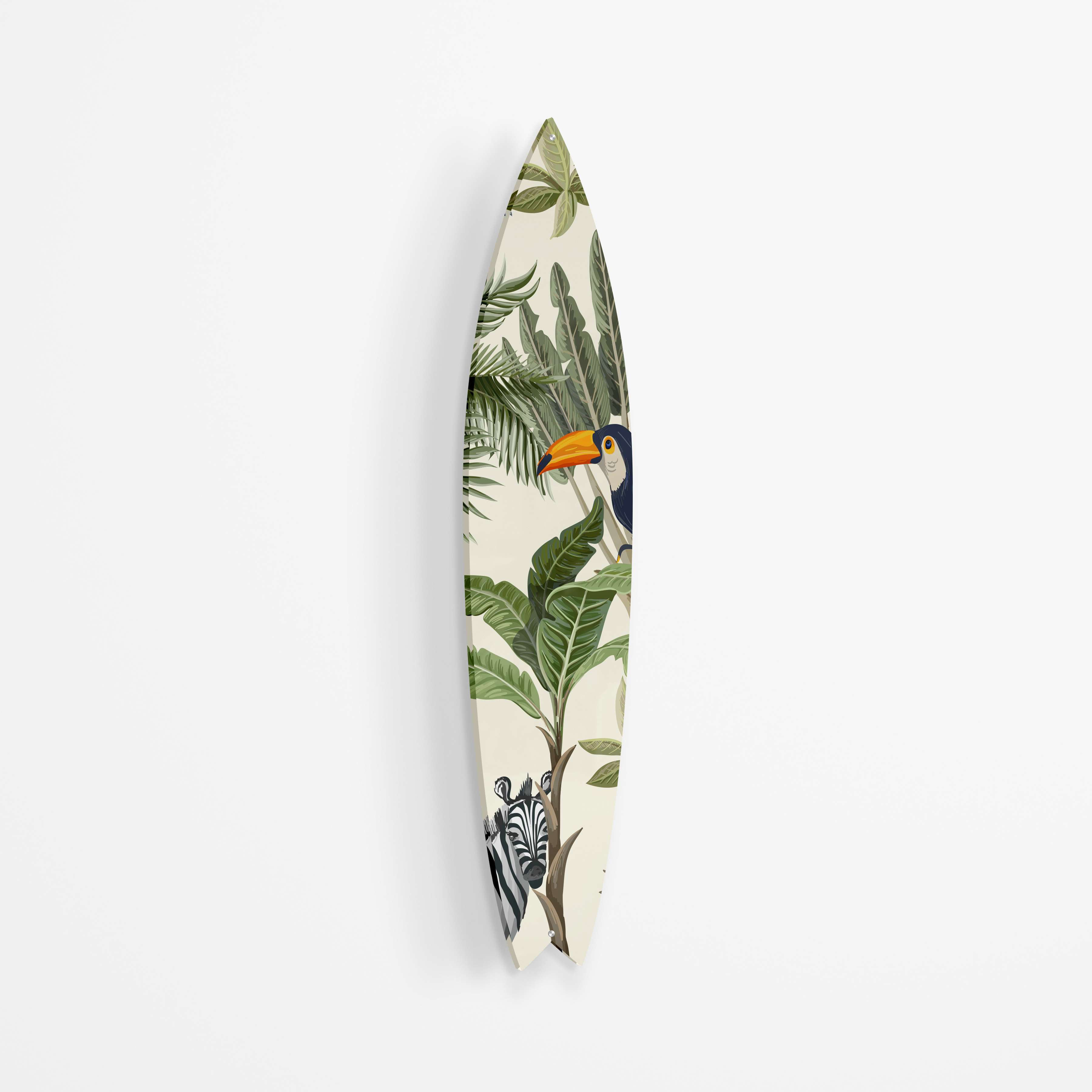 UniQstiQ Tropical Toucan Zebra Surfboard On Plastic/Acrylic Bold Art ...