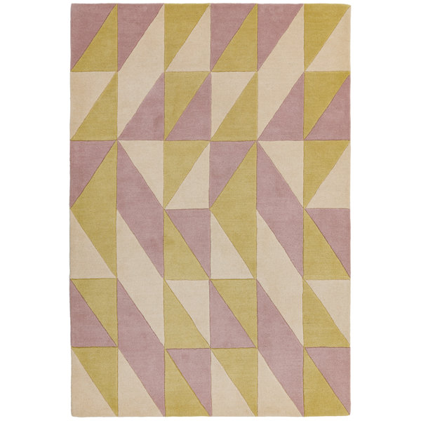 Ebern Designs Jessamine Hand Tufted Wool Yellow/Pink Rug | Wayfair.co.uk