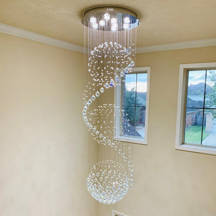 Everly Quinn Bryony 9 - Light Glass Dimmable Tiered Chandelier ...