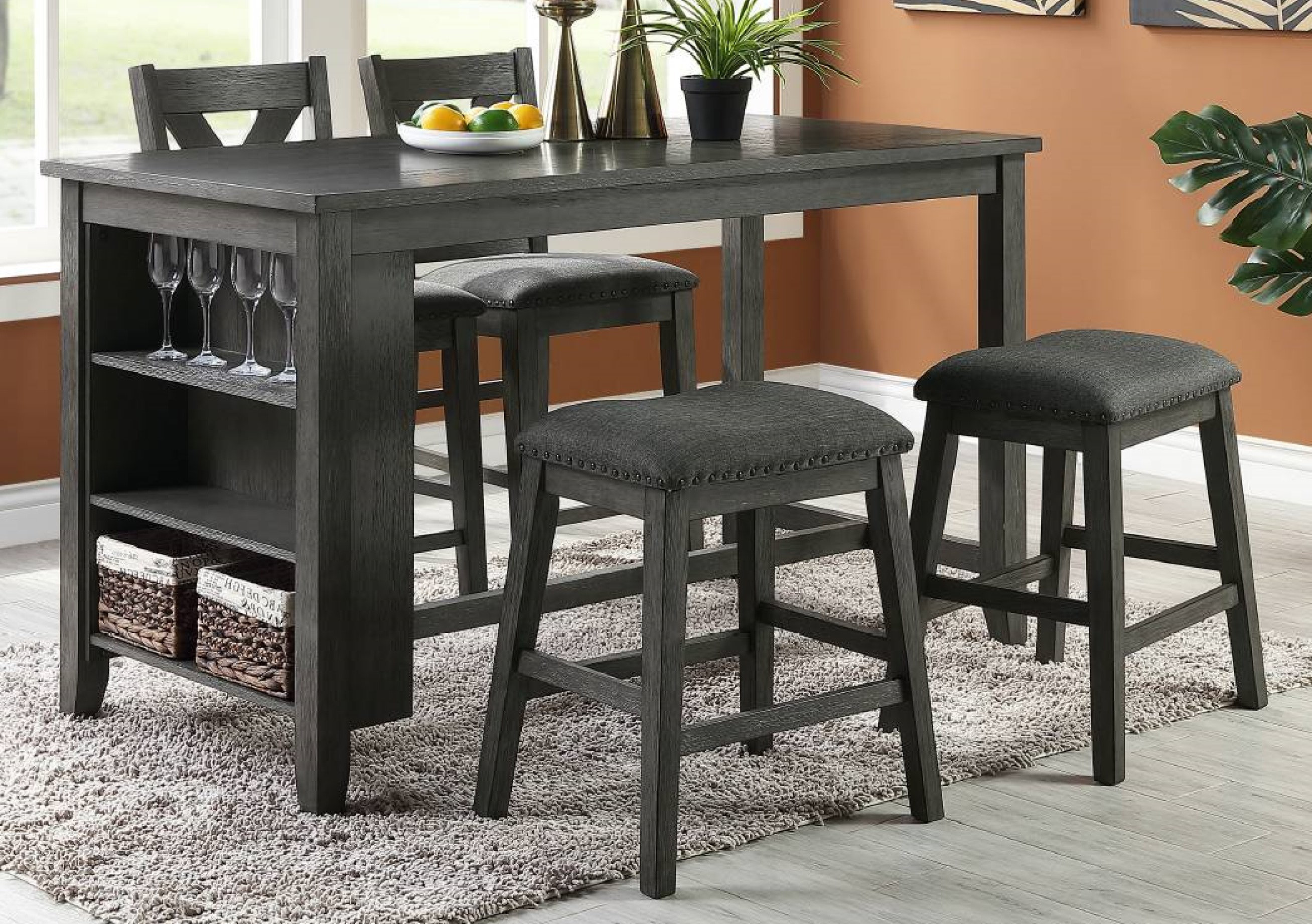 Gracie Oaks Rindy Dining Set - 1 Counter Height Table 2 High Chair 2 ...