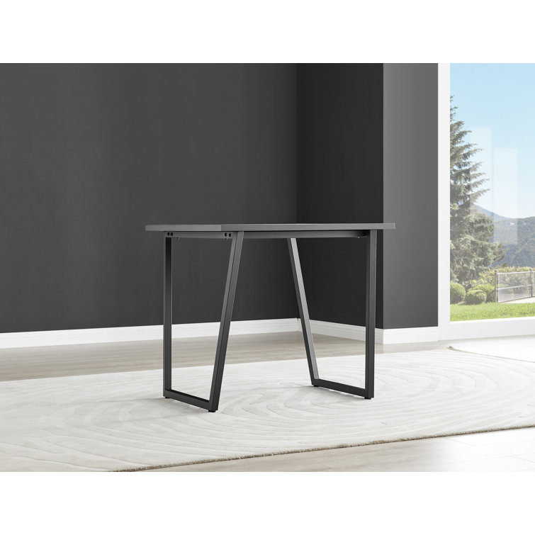 Furniture Box Carson Square White Marble Effect Table Black Legs & 2 ...