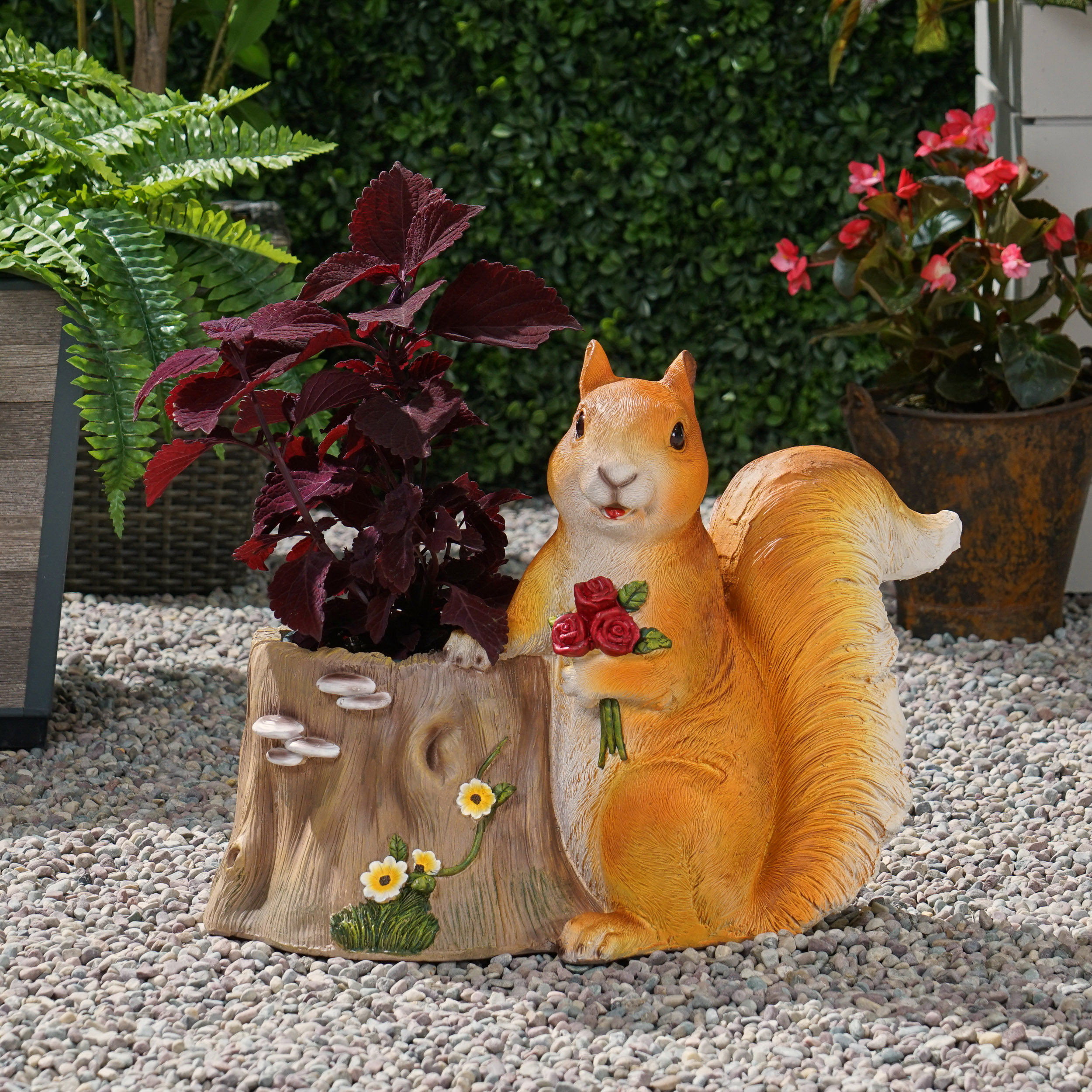 Millwood Pines Haston Concrete Squirrel Statue Planter | Wayfair