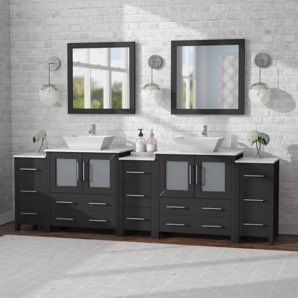Wade Logan® Karson 96'' Free-standing Double Bathroom Vanity with ...