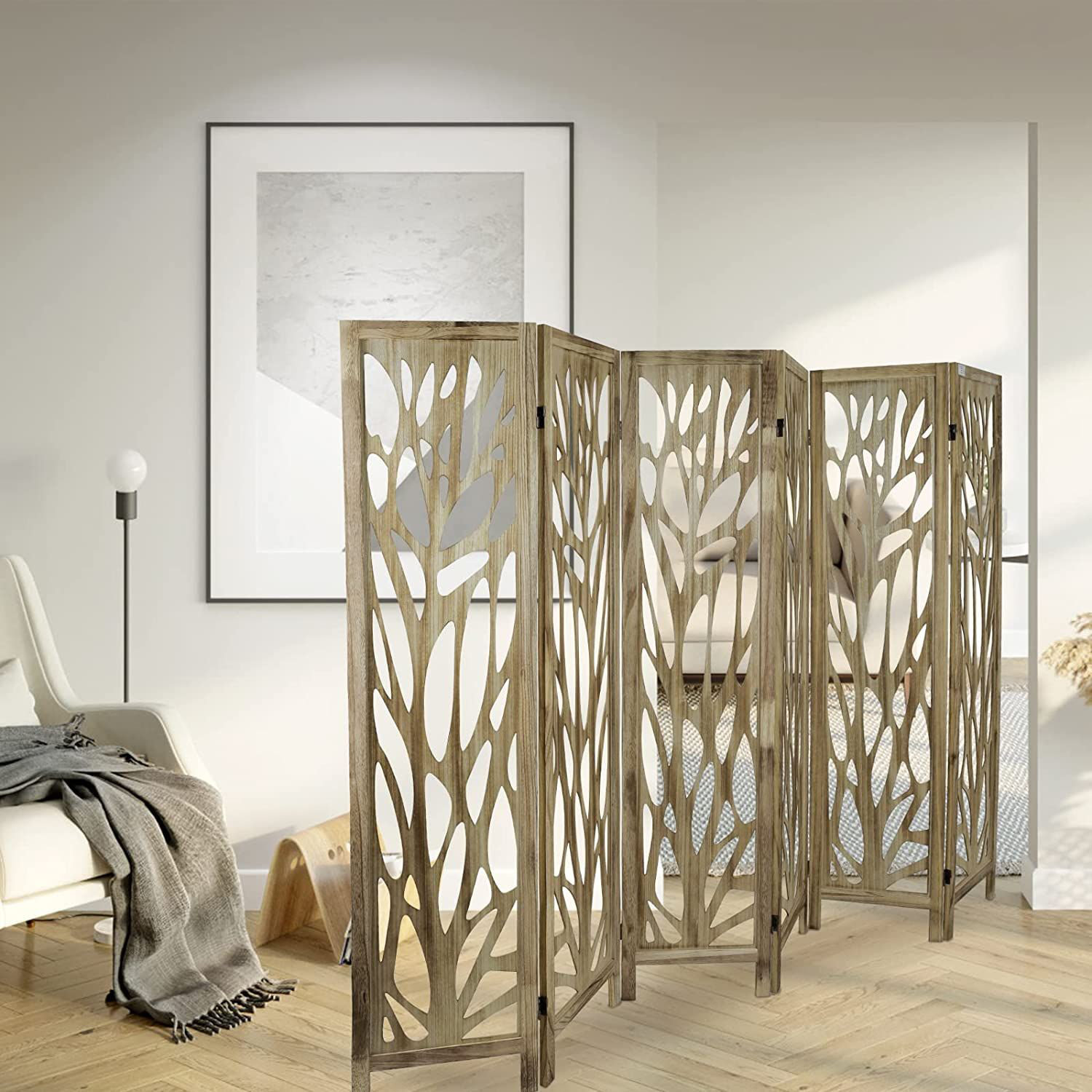Bayou Breeze 6 Panel Carved Wood Room Dividers 5.6FT Room Divider And ...
