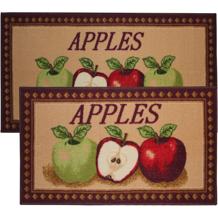 Red Barrel Studio® Guiness Mixed Apple 2 Piece Kitchen Mat Set | Wayfair