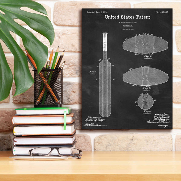 Williston Forge Cricket Bat Blueprint Patent Chalkboard - Drawing Print ...