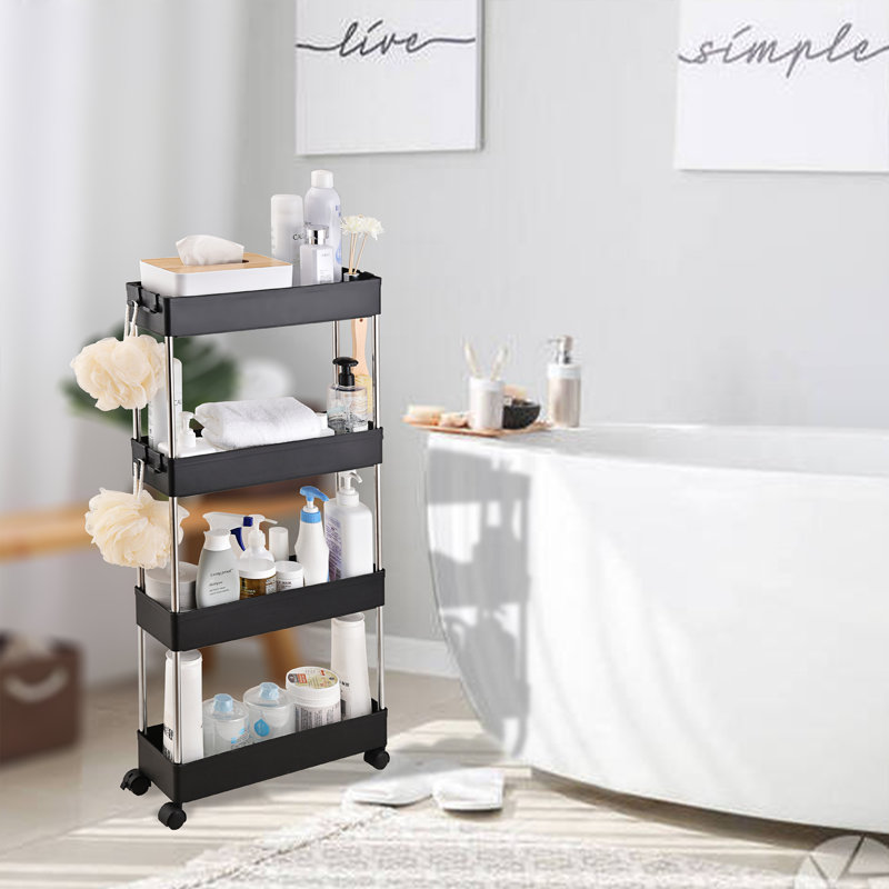 ARC 4-Tier Slim Storage Cart Mobile Shelving Unit Rolling Cart with ...