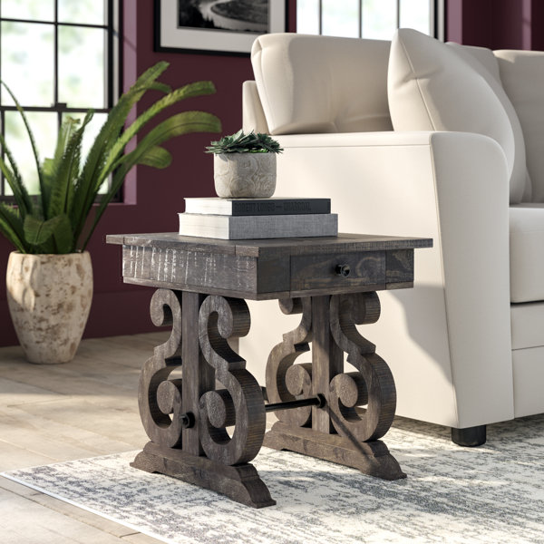 Greyleigh™ Bethel 24'' Tall Solid Wood Trestle End Table with Storage ...