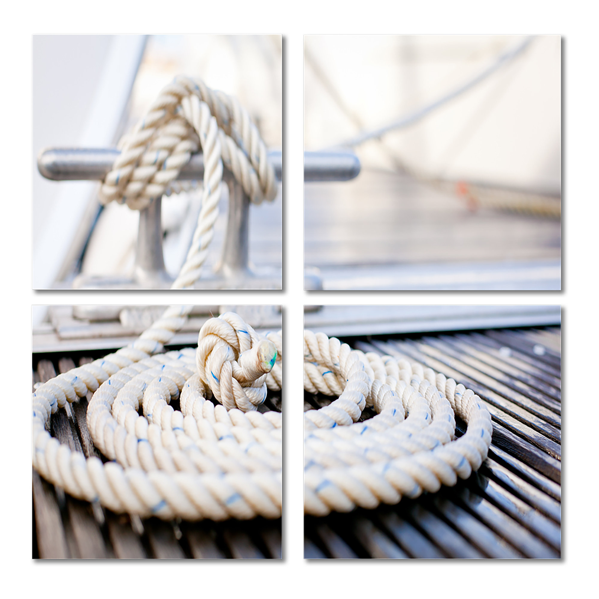 Longshore Tides White Nautical Mooring Rope - 4 Piece Wrapped Canvas ...