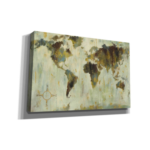 Epic Graffiti 'Bronze World Map' By Silvia Vassileva, Canvas Wall Art ...