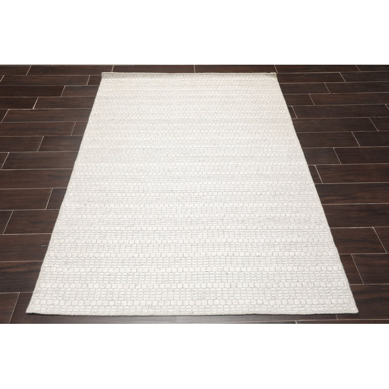 Ebern Designs Hovnatan Handmade Flatweave Wool Off White Rug | Wayfair