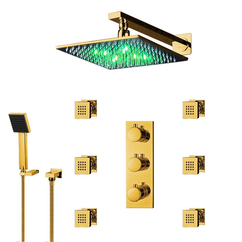 FontanaShowers Trialo Color Changing LED Volume Control Complete Shower ...