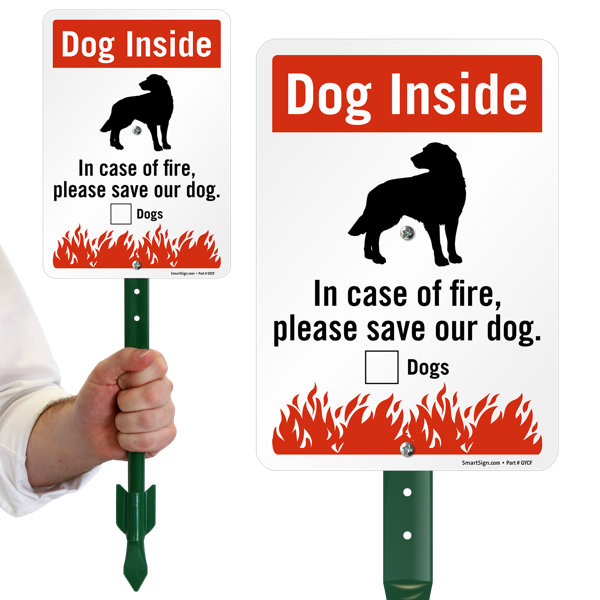 SmartSign Dog Inside, in Case of Fire Please Save Our Dog Sign and ...
