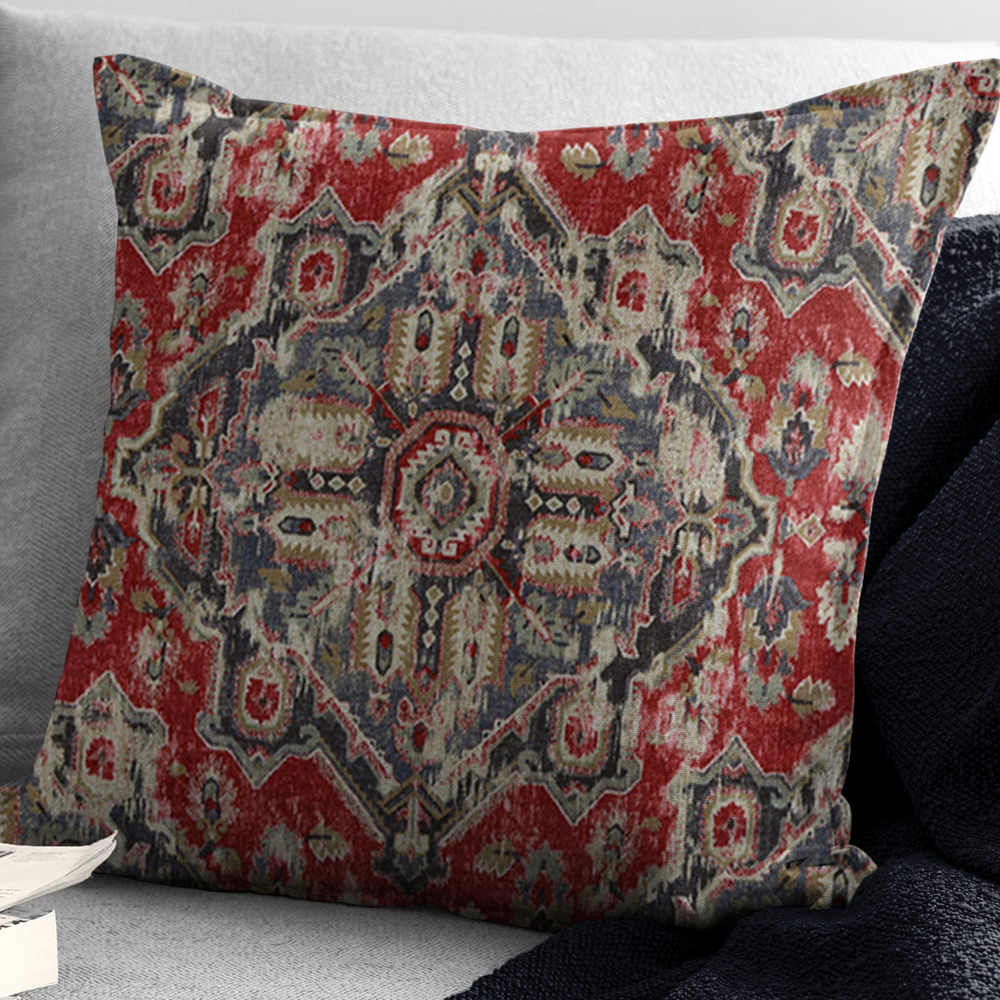 The Tailor's Bed Tangier Red/Blue 20X20" Square Pillow | Wayfair