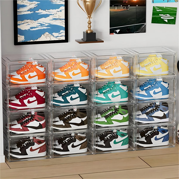 Rebrilliant Waytrim 4 Pair Foldable Stackable Shoe Box & Reviews | Wayfair