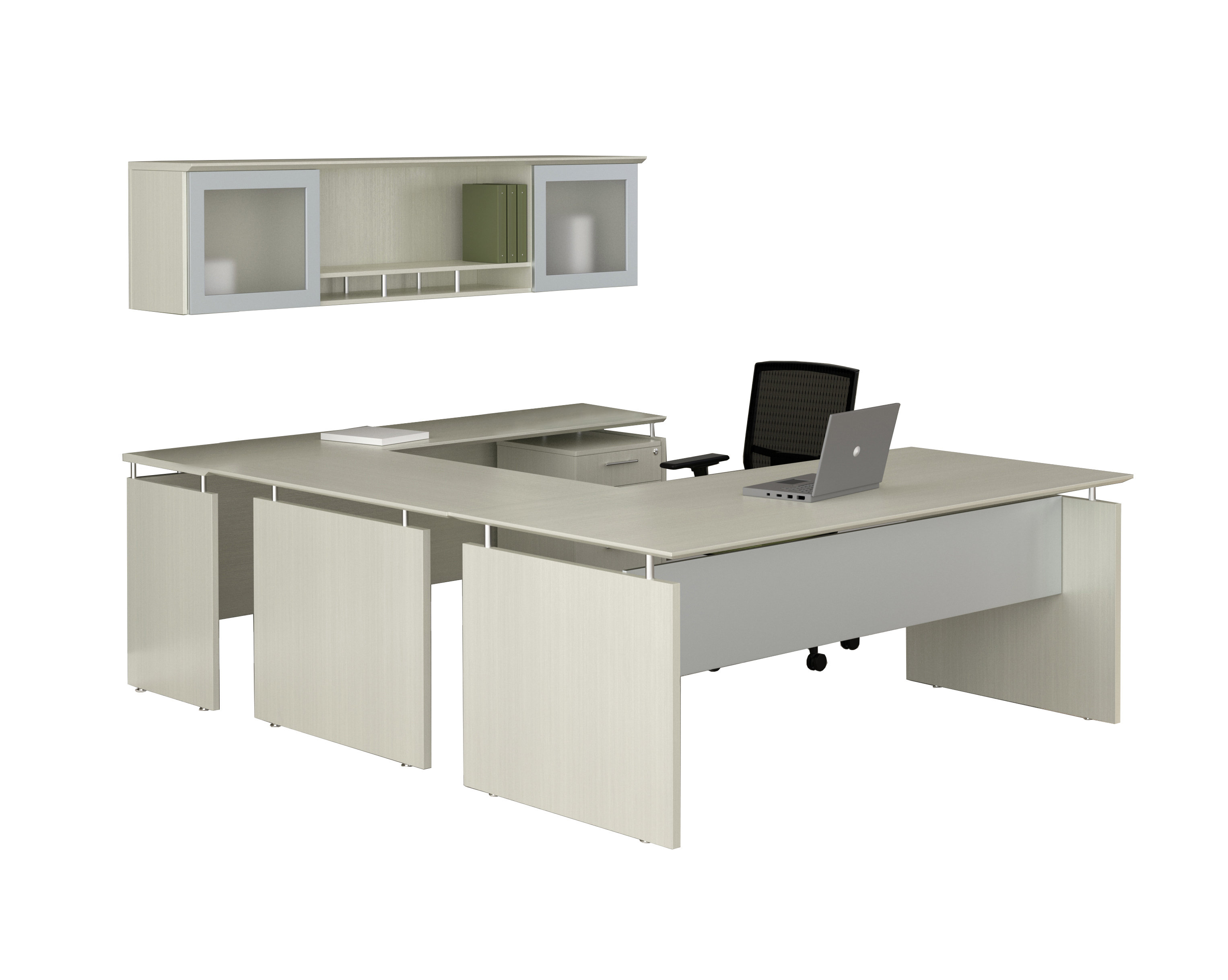 Mayline Medina 3 Piece U-Shape Computer Desk Office Set with Hutch ...