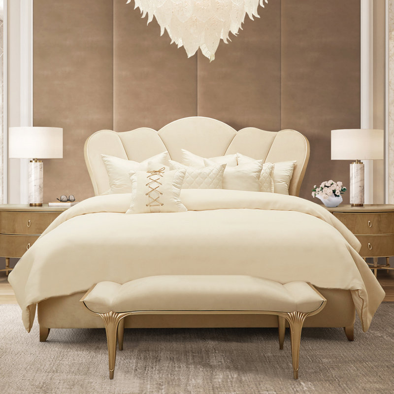 Michael Amini Villa Cherie Velvet Channel Tufted Bed | Wayfair