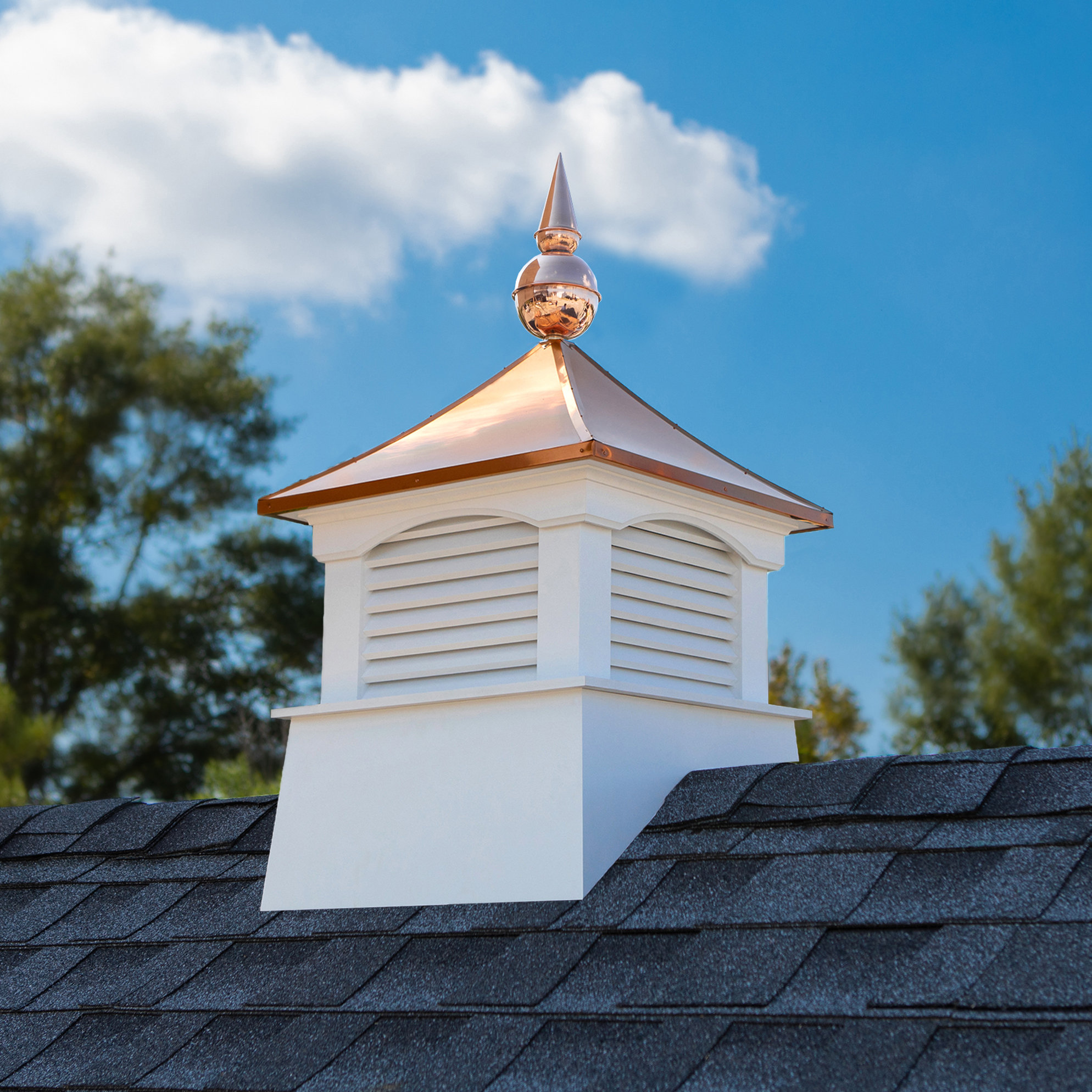 Gracie Oaks Pontmain Vinyl Cupola with Finial | Wayfair
