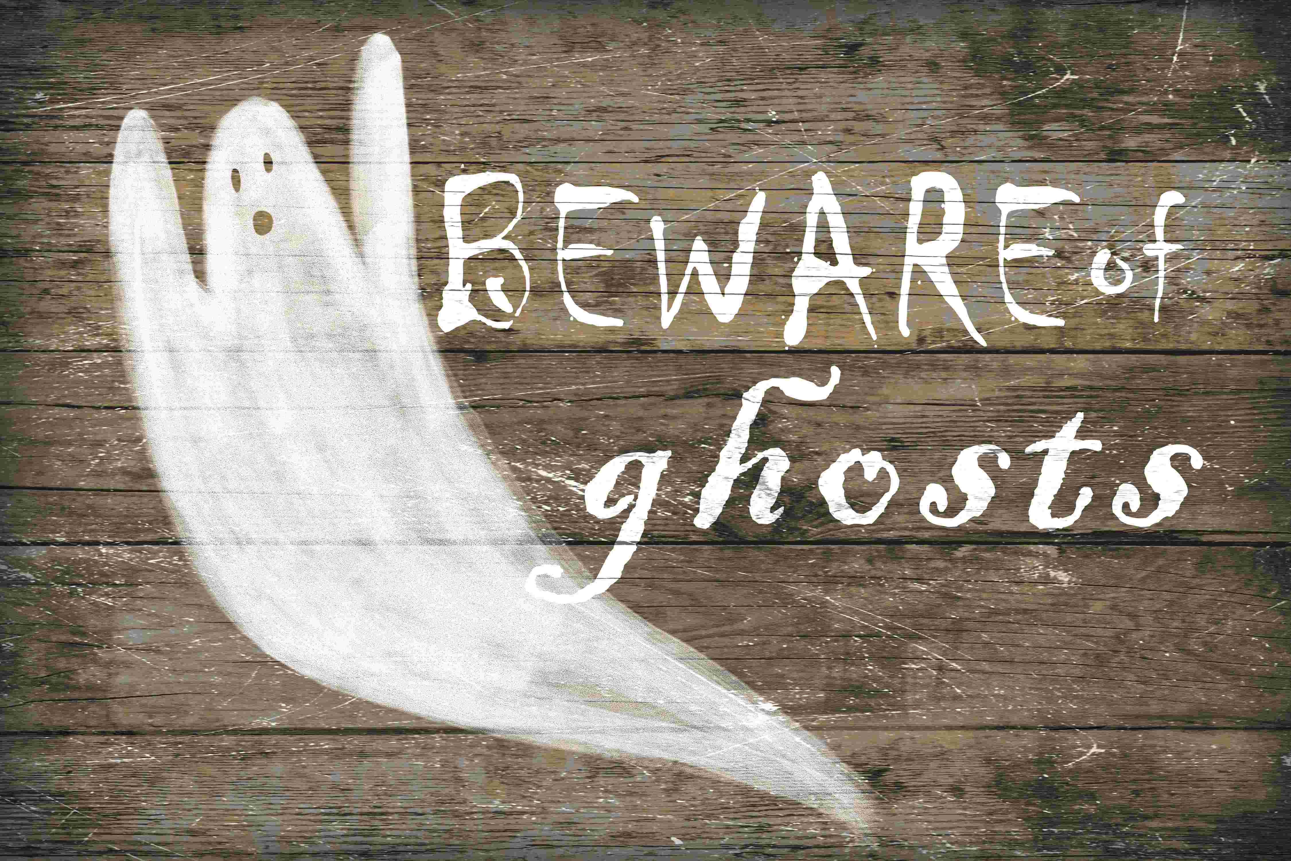 The Holiday Aisle® Beware Of Ghosts - Wrapped Canvas Textual Art | Wayfair