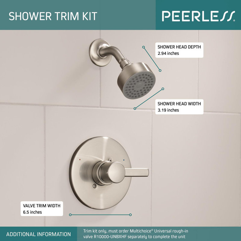 Peerless Faucets Apex Thermostatic Shower Trim Kit with Single Lever ...