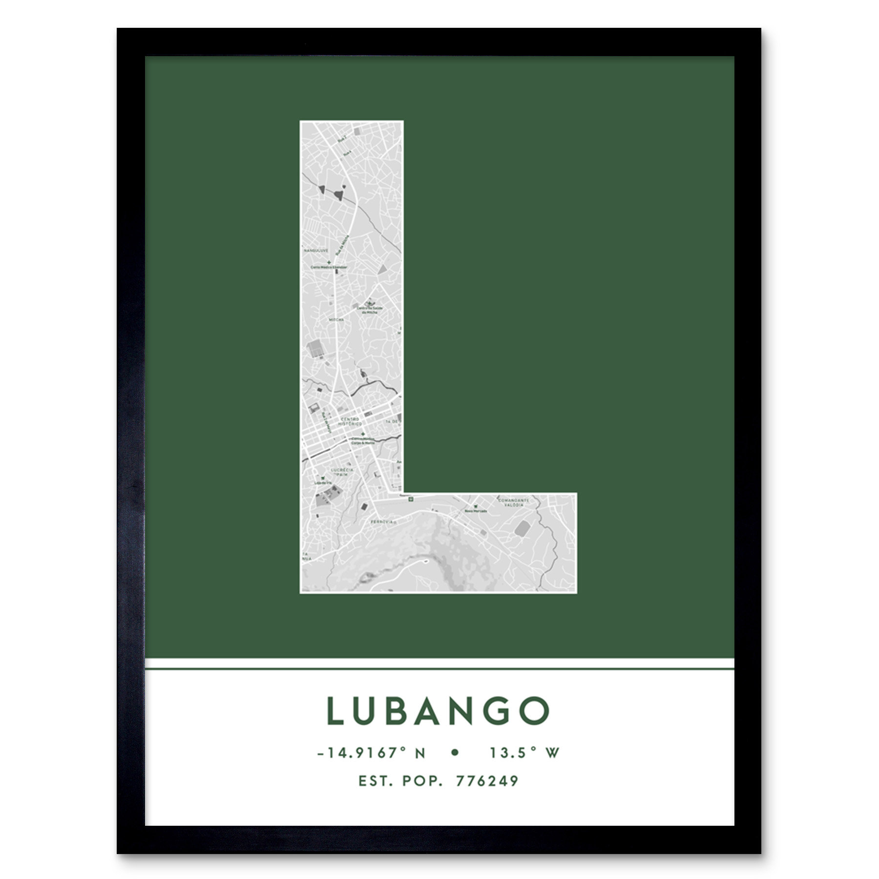 Wee Blue Coo Lubango City Map Lubango Green by Wee Blue Coo - Picture ...