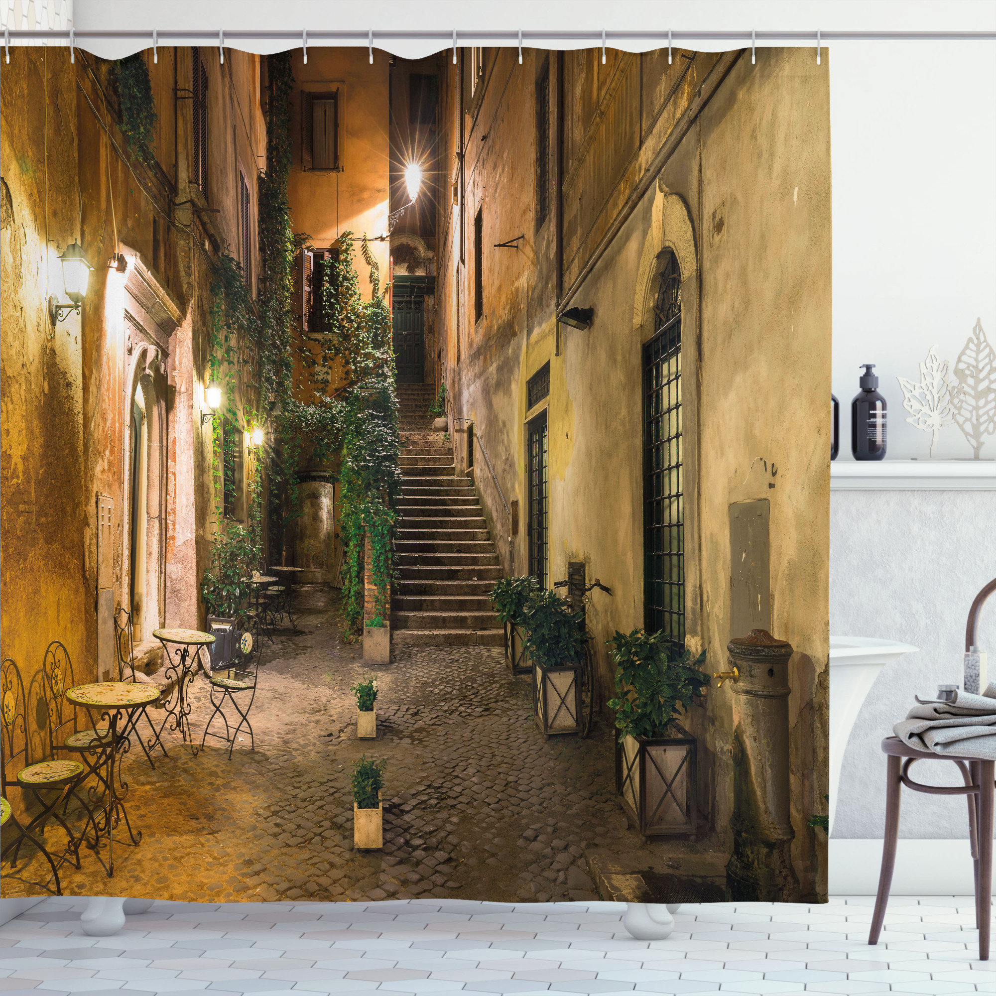 Bless international Italian Shower Curtain Set + Hooks | Wayfair