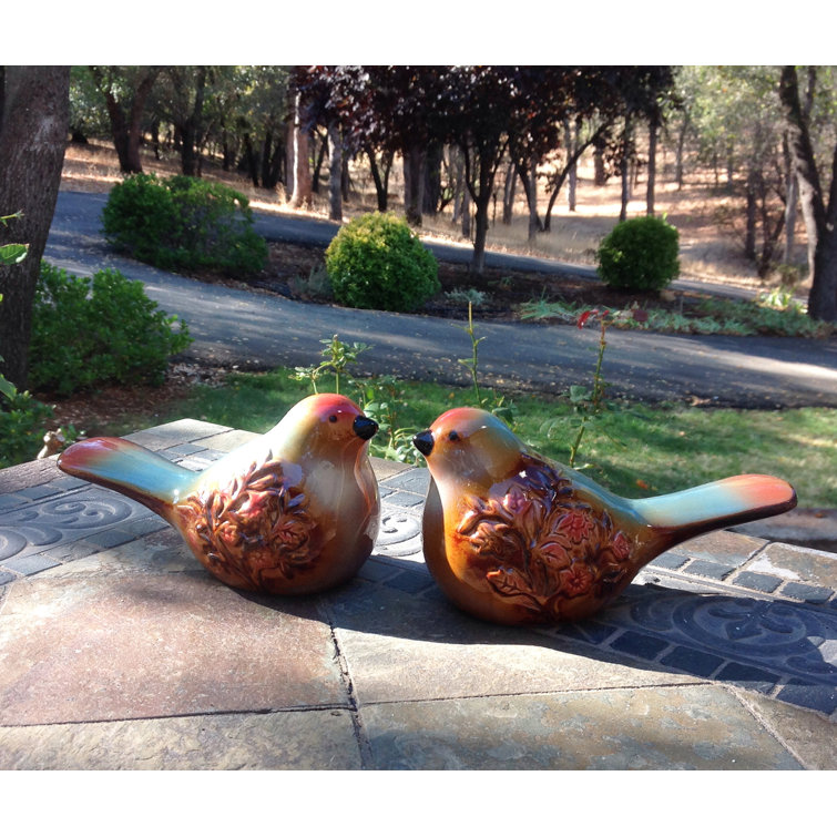 Canora Grey Hornchurch Ceramic Flower Embellished Bird Figurine ...