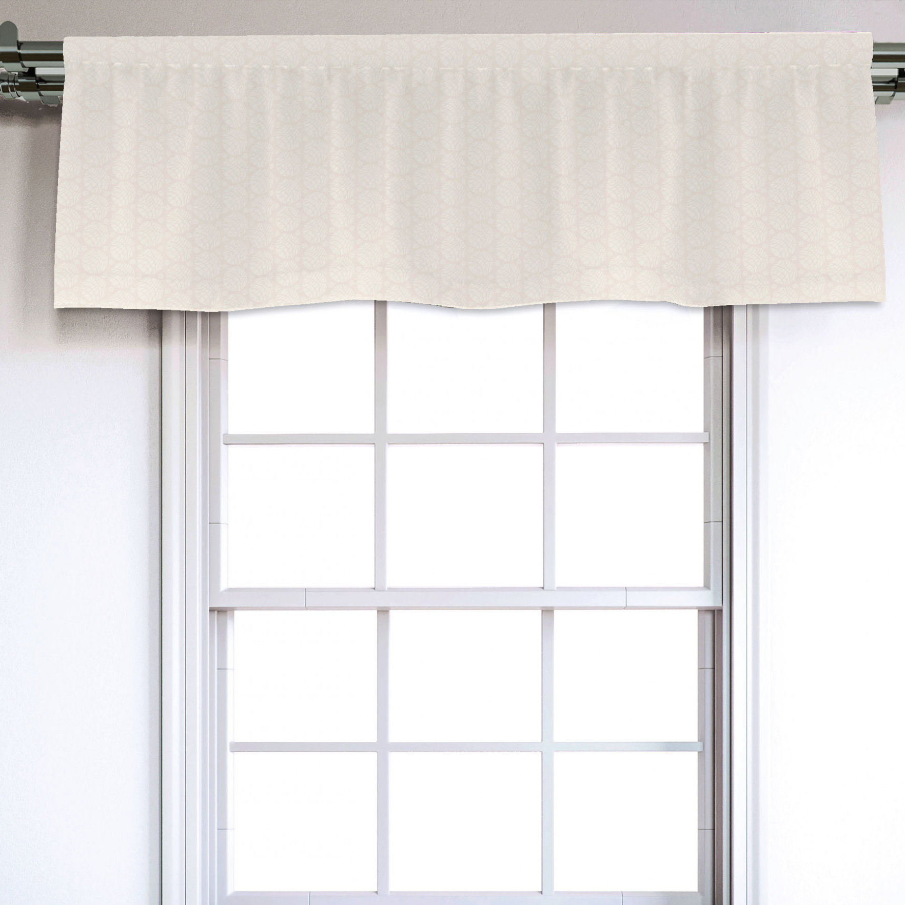 East Urban Home Solid Color Sateen Ruffled 54'' Window Valance in Cream ...