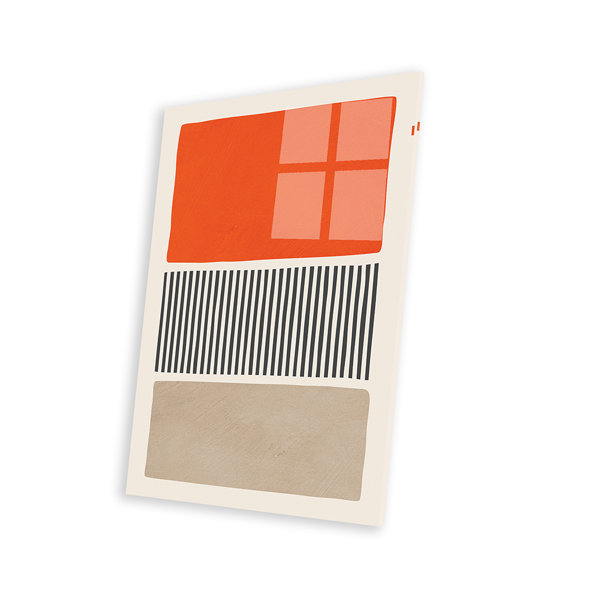 Ivy Bronx Bright Orange Beige Black Bold by - Unframed Graphic Art ...
