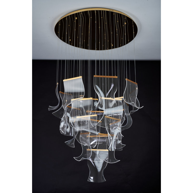 Orren Ellis Omicron 24 - Light Acrylic LED Tiered Chandelier | Wayfair