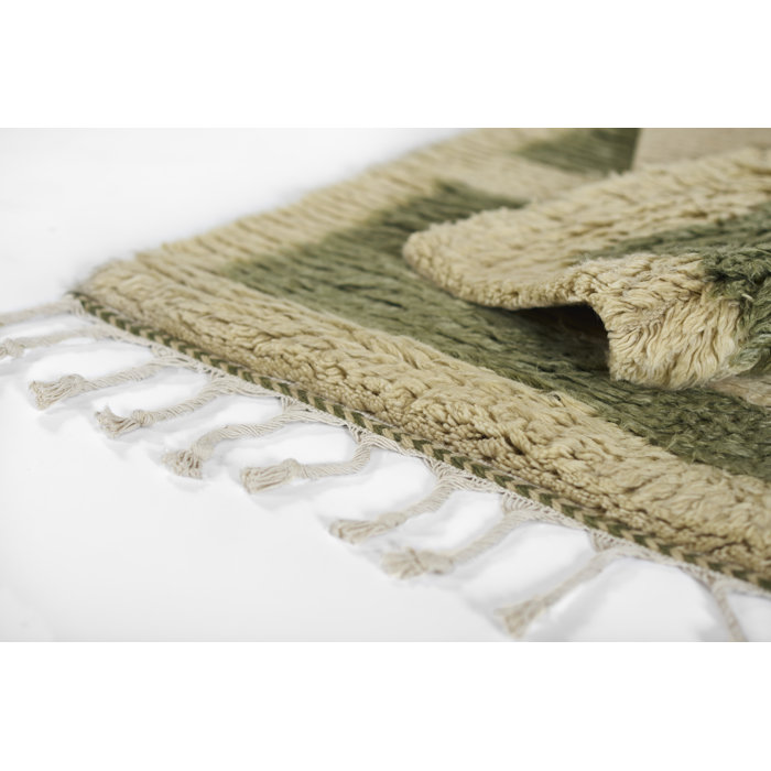 AllModern Essi Handmade Flatweave Wool Green/Tan Rug & Reviews | Wayfair