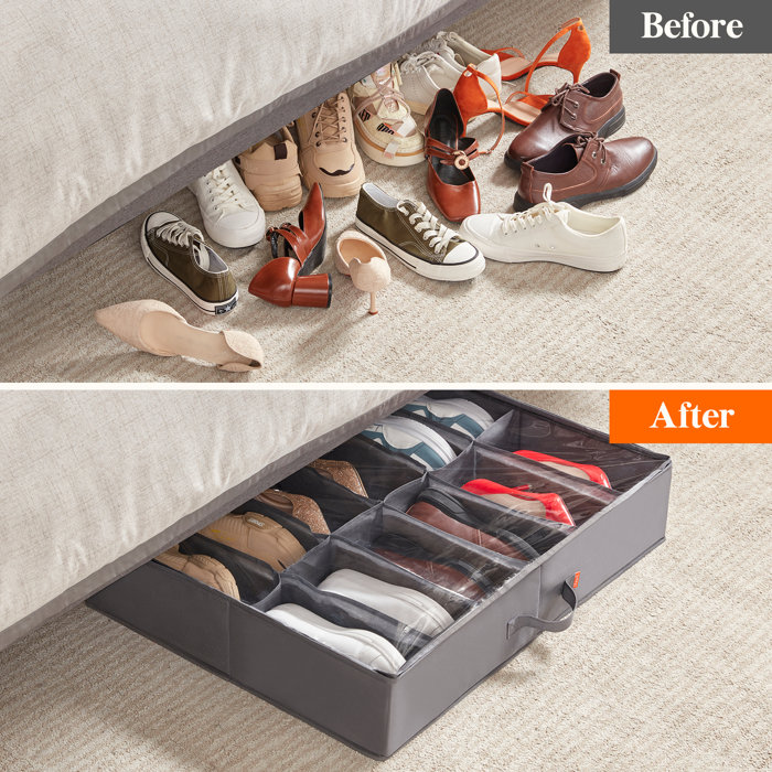 Rebrilliant Fabric Underbed Shoe Storage Set & Reviews | Wayfair