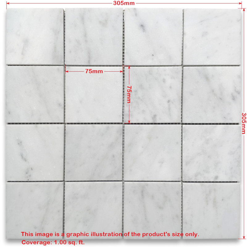 Marble Online 12" x 12" Marble Grid Mosaic Wall & Floor Tile | Wayfair