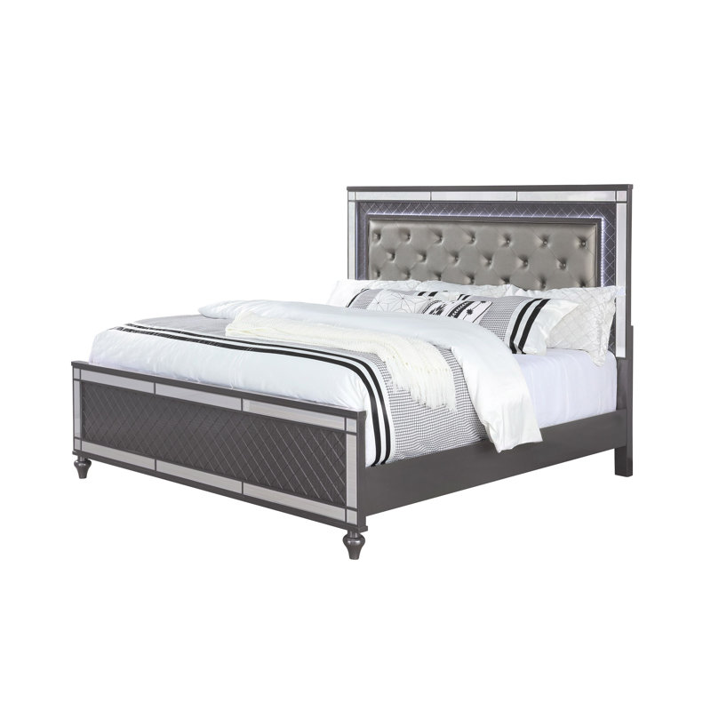 House of Hampton® 4-1_Adeline LED Upholstered Panel Bedroom Set | Wayfair