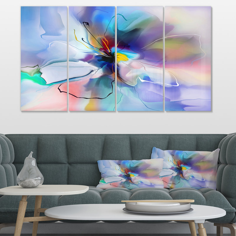 DesignArt Abstract Creative Blue Flower - Wrapped Canvas Graphic Art ...