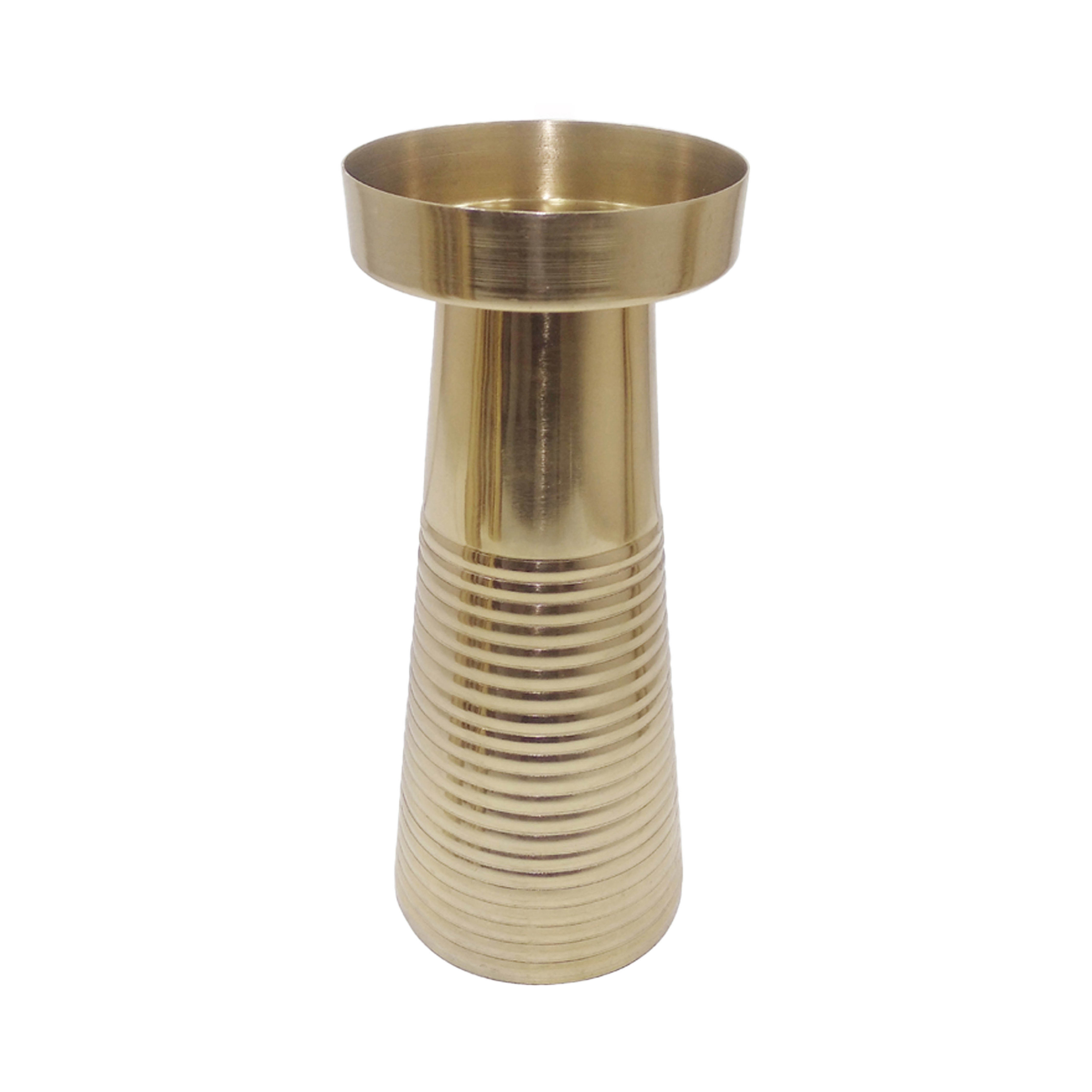 Joss & Main 10” Textured Metal Pillar - Contemporary Gold Metal Pillar ...