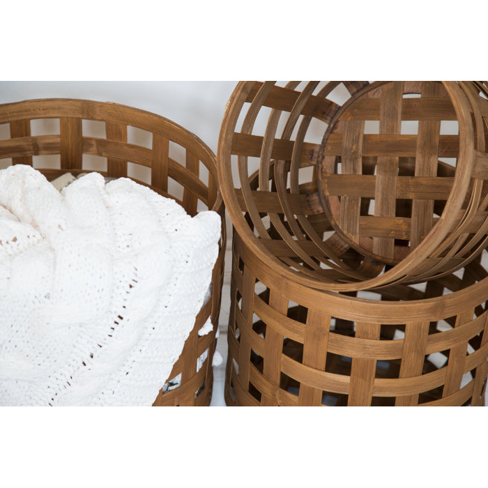 Bay Isle Home Woven 3 Piece Wood Basket Set | Wayfair
