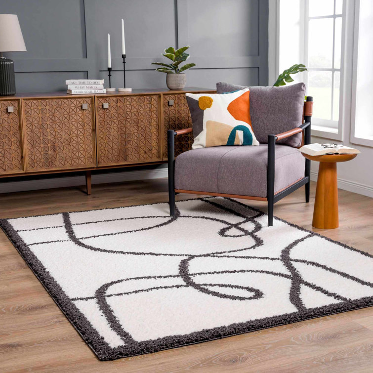 Wrought Studio Danicka Performance White/Black Rug | Wayfair