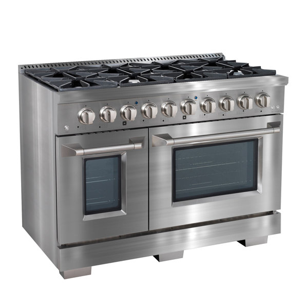 Ancona 48” 6.7 cu. Ft Double Oven Dual Fuel Range with 8 Burners with ...