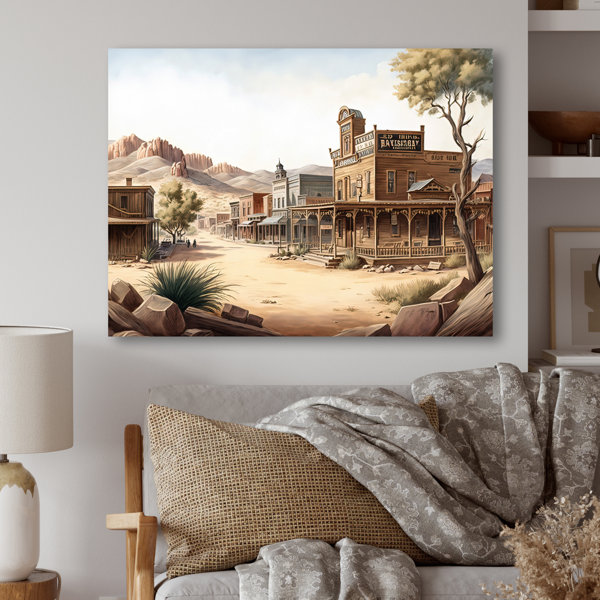 Red Barrel Studio® Wild West Town III - Graphic Art on Canvas | Wayfair