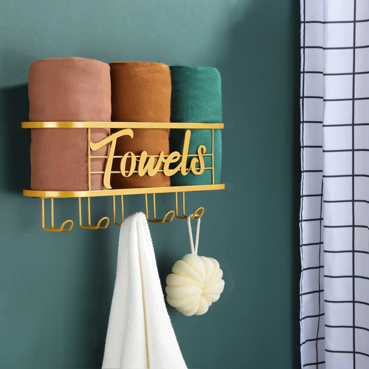 Plastic Development Towel Rack Wall Mounted - Gold Rolled Towel Holder ...