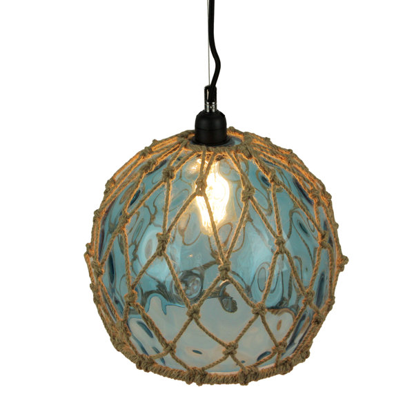 Longshore Tides Blue Rope Wrapped Glass Pendant Light Coastal Ceiling ...