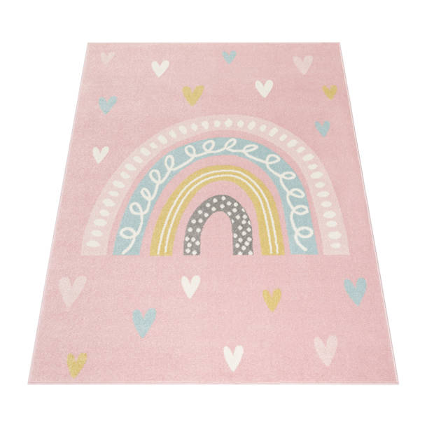 Paco Home Kids Rug With Rainbow And Hearts For Nursery In Pastel Colors ...